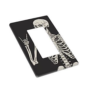 Skeleton Skull Single Rocker Light Switch Cover Wall Plate Decorative Outlet 1 Gang Faceplate for Kids Girls Bedroom Kitchen Funny Room Decor 4.40" X 2.70"