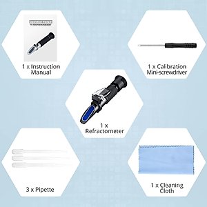 ALLmeter Brix Refractometer with ATC Dual Scale Specific Gravity 1.000-1.130 and Brix 0-32% Digital Handheld Homebrewing Tool for Beer and Wine Makers Homebrew Brix Meter Fruit Sugar Content