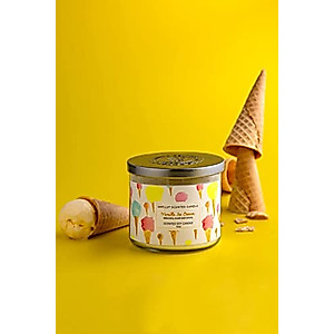 Smells - Premium Soy Wax Round Jar Scented Candle 16oz. - 100% Cotton 3-Wicks - Fragrance That Eliminates Home and Office Odors: Food, Pets, Smoke and Others (1-Pack, Vanilla Ice Cream)