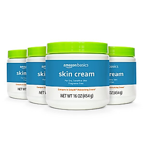 Amazon Basics Ultra Moisturizing Skin Cream for Dry & Sensitive Skin, Dermatologist Tested, Fragrance Free, 16 Ounce (Pack of 4) (Previously Solimo)