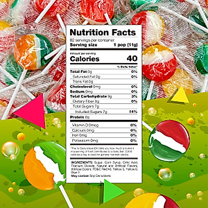 Flat Lollipops Assorted Fruit Flavors Hard Candy (2 Pound Box - Approx. 80 Count)