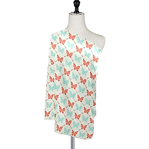 Kigai Cute Butterfly Geometric Nursing Cover for Baby Car Seat Covers Breathable Infant Stroller Cover Soft Breastfeeding Scarf