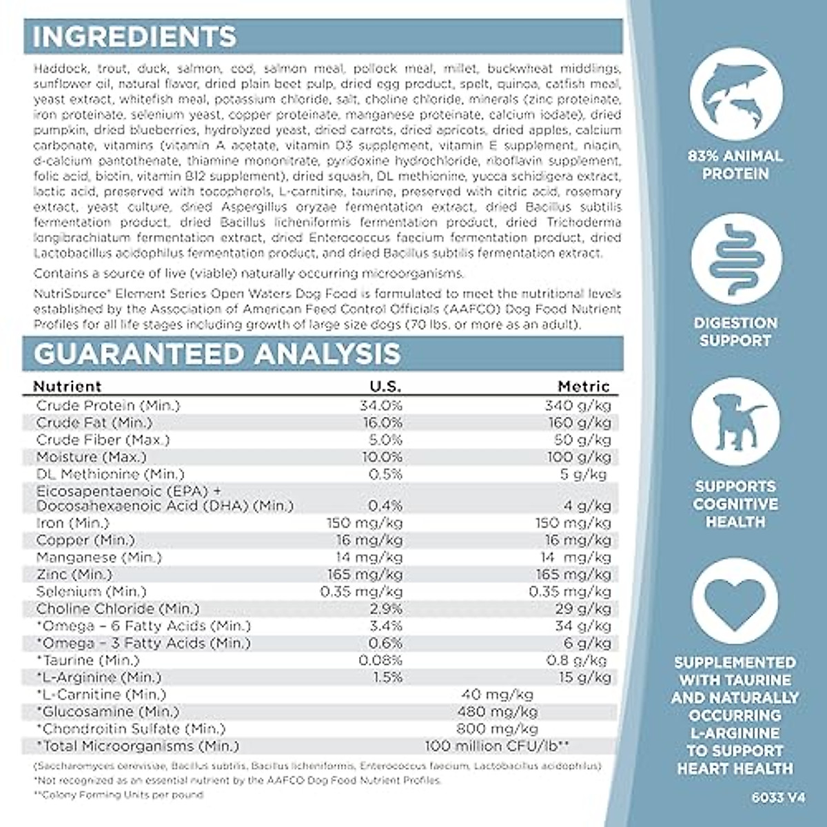 NutriSource Element Series Dog Food, Made with Haddock, Trout and Duck, with Heirloom Grains, 4LB, Dry Dog Food