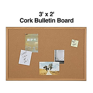 Myofficeinnovations 1682316 Std Cork Bulletin Board,Oak Finish Frame, 3-FTW X 2-Fth