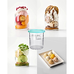 GOHOHOF for Ninja Creami Deluxe Pints and Lids - 4 Pack Extra Replacement Pints Compatible with Ninja Creami NC501 NC500 Series Deluxe Ice Cream Maker Creamy Deluxe Pint Containers