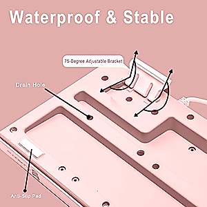 KECOP Baby Pink USB Wire Keyboard with Rainbow LED Backlight Full 104 keys Water-Resistant Mechanical Feeling Game Keyboard for Desktop, Computer, PC (Baby Pink)