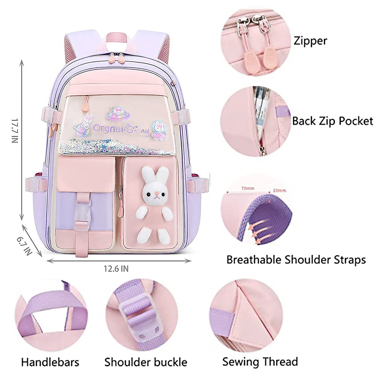 FEUWINK Backpacks for Girls Cute Backpacks for Kids School Waterproof Backpack That Reduces Shoulder Pressure Suitable for Children (Pink2)