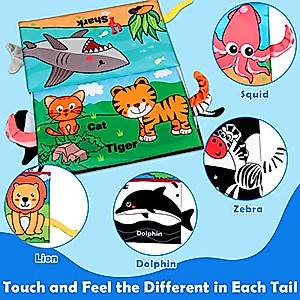 Aboosam Baby Toys 0-6 Months - Tummy Time Mirror Toys with Cloth Books & Teethers - Montessori Infant Toys for Babies 0 3 6 9 Months - High Contrast Newborn Sensory Toy for Boys Girls Baby Gift