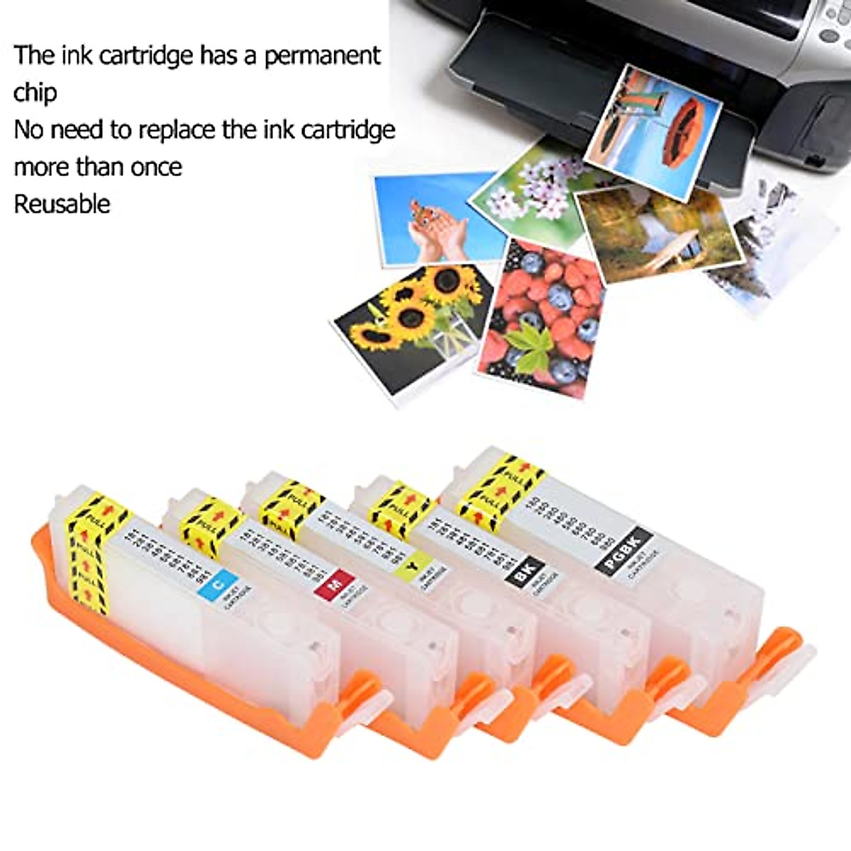Fafeicy 5Pcs Ink Cartridge PGBK BK C M Y Inkjet Cartridge Printer Cartridge Smoothly Operation Reusable with Permanent Chip (280-281)