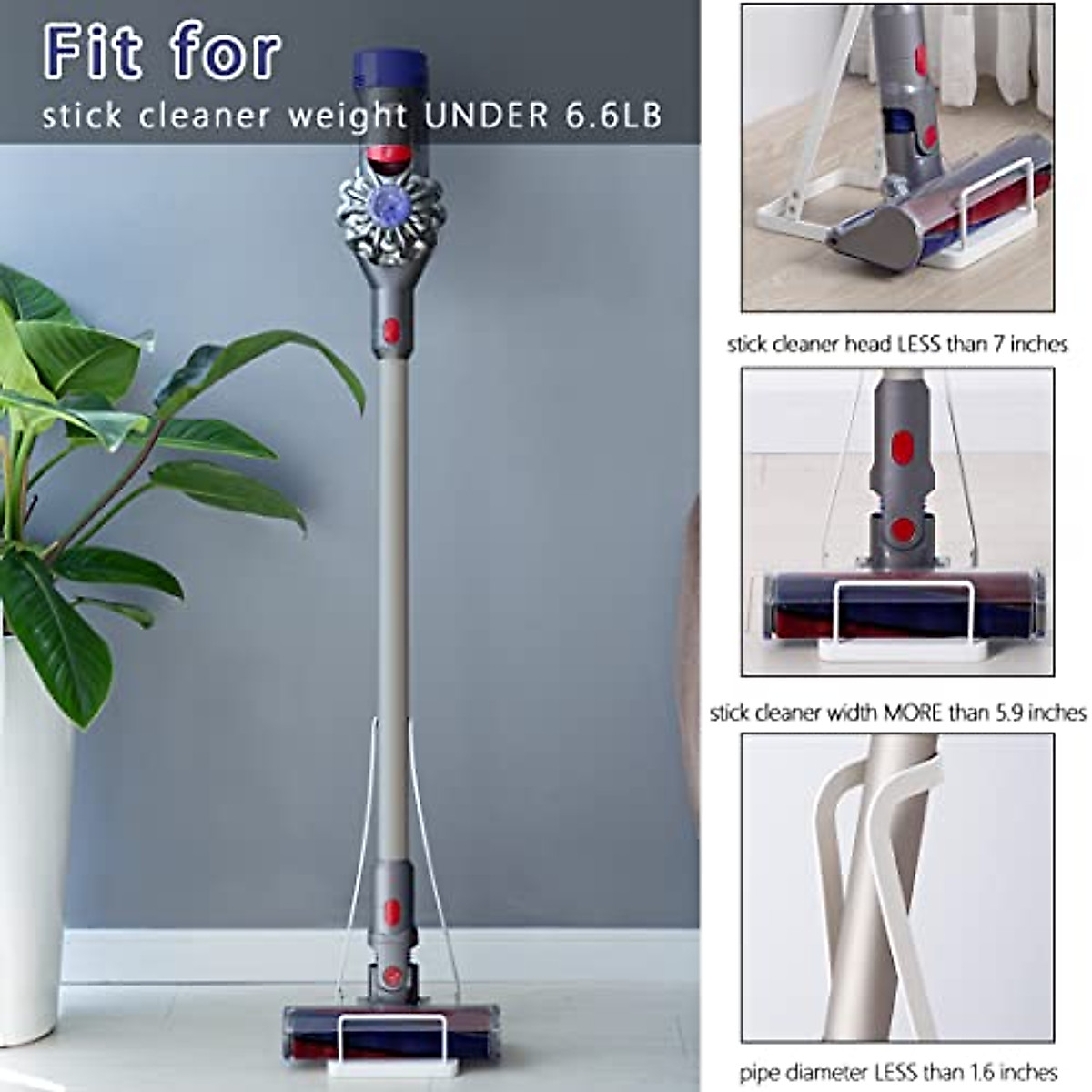 STAIC Vacuum Stand for Dyson V6 V7 V8 V10 V11 Stick Cleaner Steel Holder for Handheld Electric Broom Organization Storage Ideal Gift -White