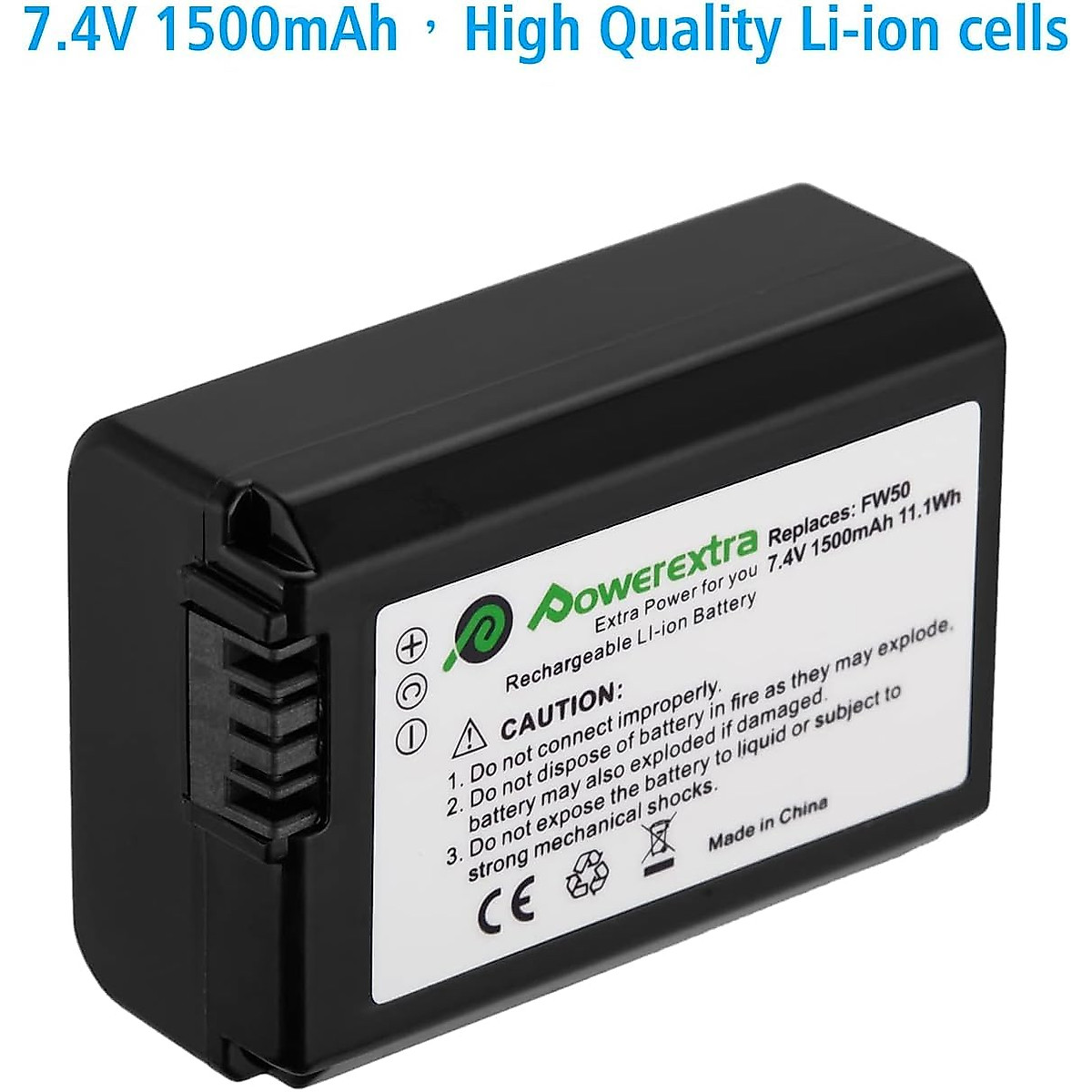 Powerextra 2 Pack Replacement NP-FW50 Battery Compatible with Sony ZV-E10,Alpha A6000, A6500, A6300, A7, A7II, A7SII, A7S, A7S2, A7R, A7R2, A7RII, A55, A5100, RX10, RX10II Digital Camera