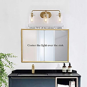 KSANA Gold Vanity Lights, 3-Light Modern Bathroom Light Fixture with Seeded Glass Shade