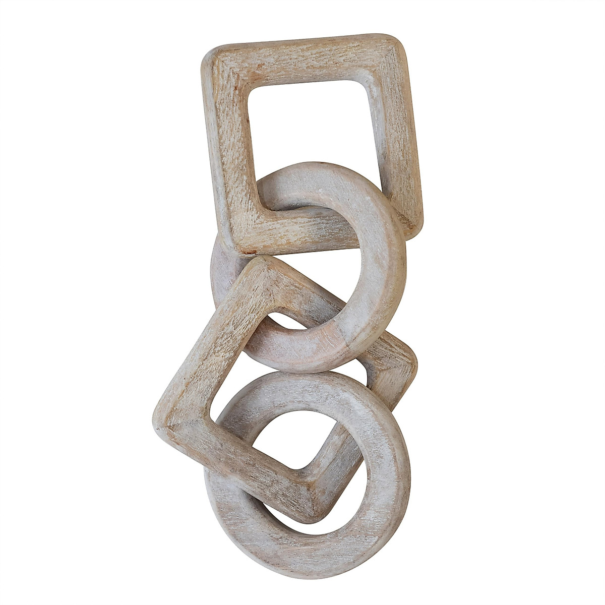 Creative Co-Op Mango Wood Chain Décor, Whitewashed, Natural