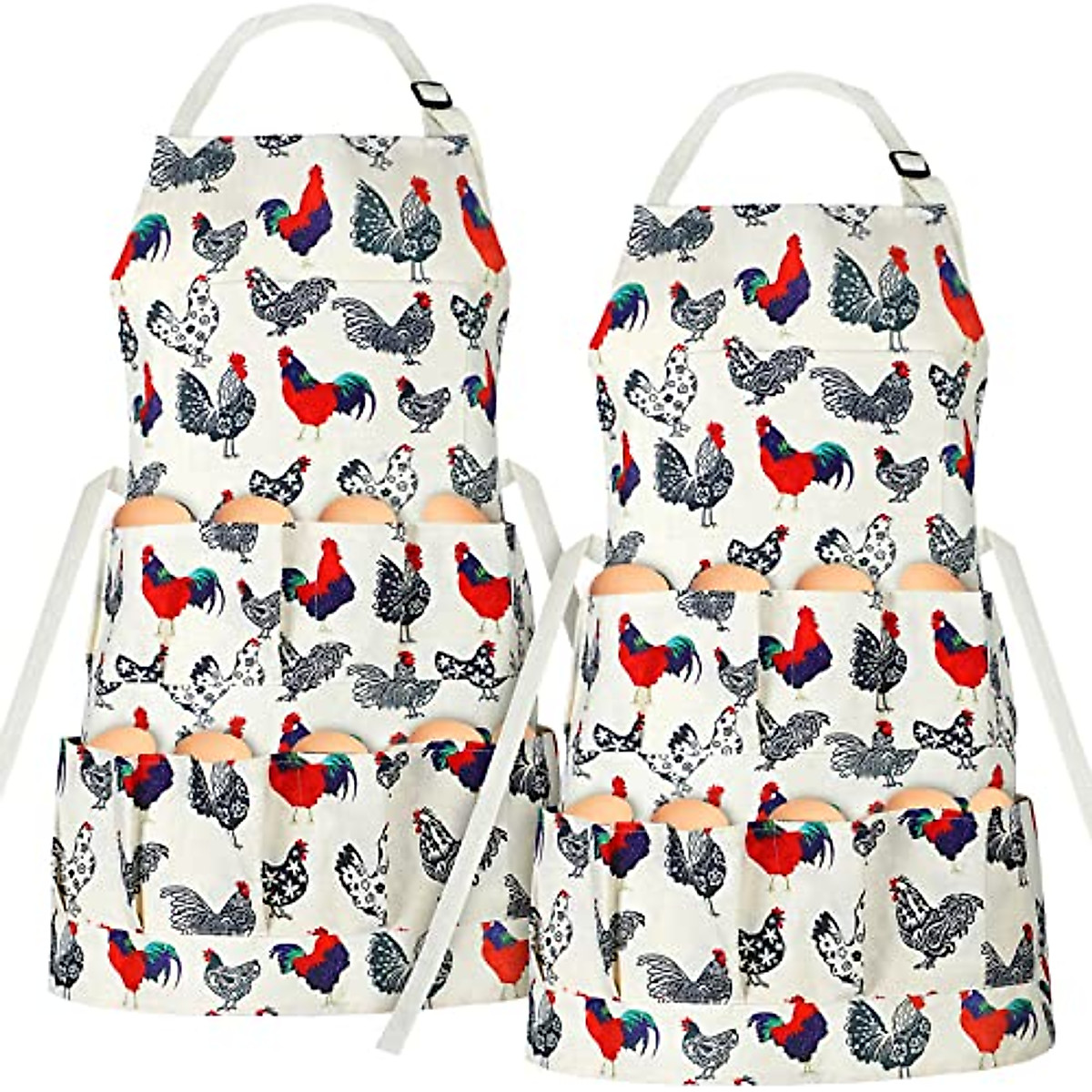 2 Pcs Egg Apron for Fresh Eggs Hen Duck Goose Eggs Holder Aprons Adjustable Gathering Apron with Pockets for Home Kitchen (Classic)