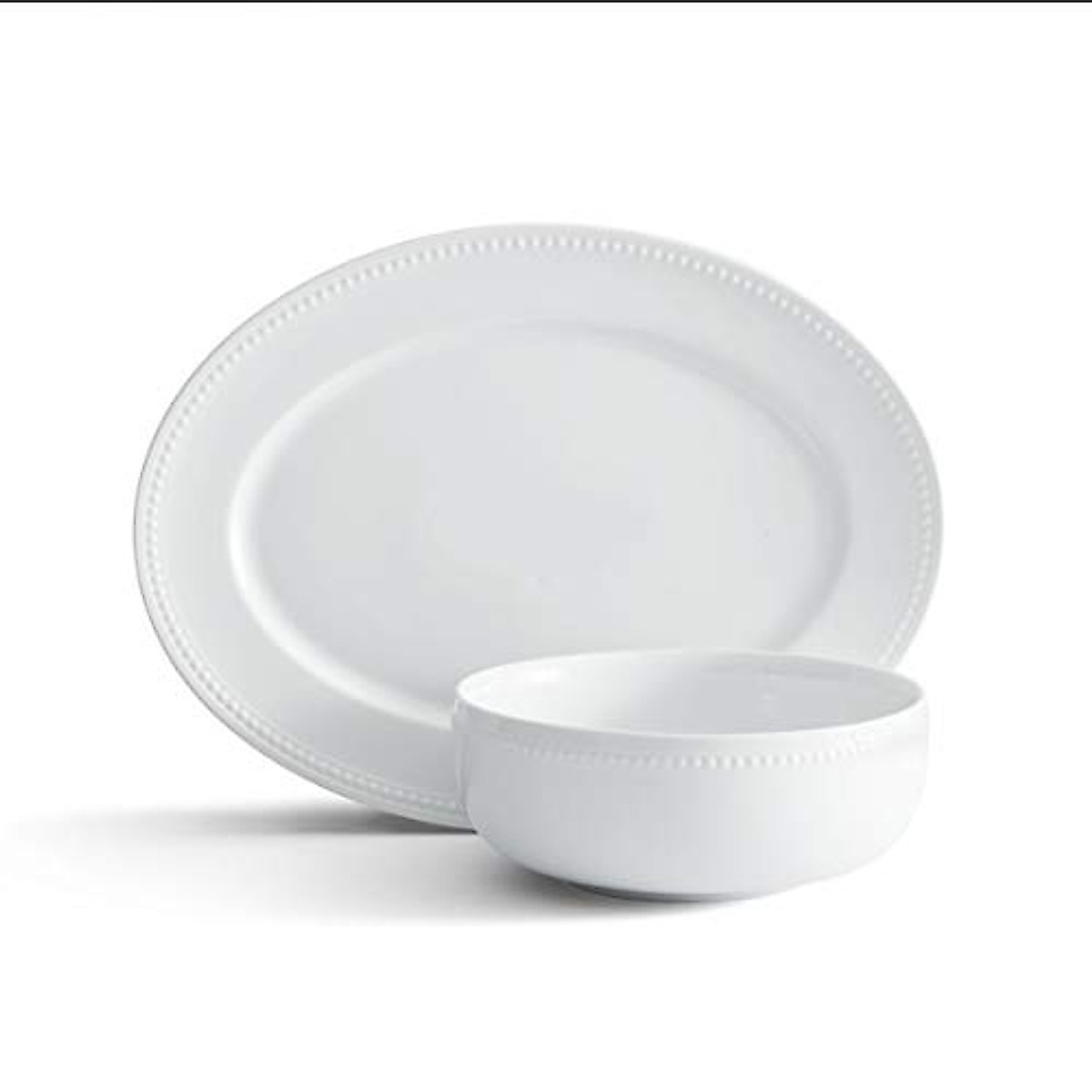 Everyday White by Fitz and Floyd Beaded Serving Bowl and Platter Set, 2-Piece