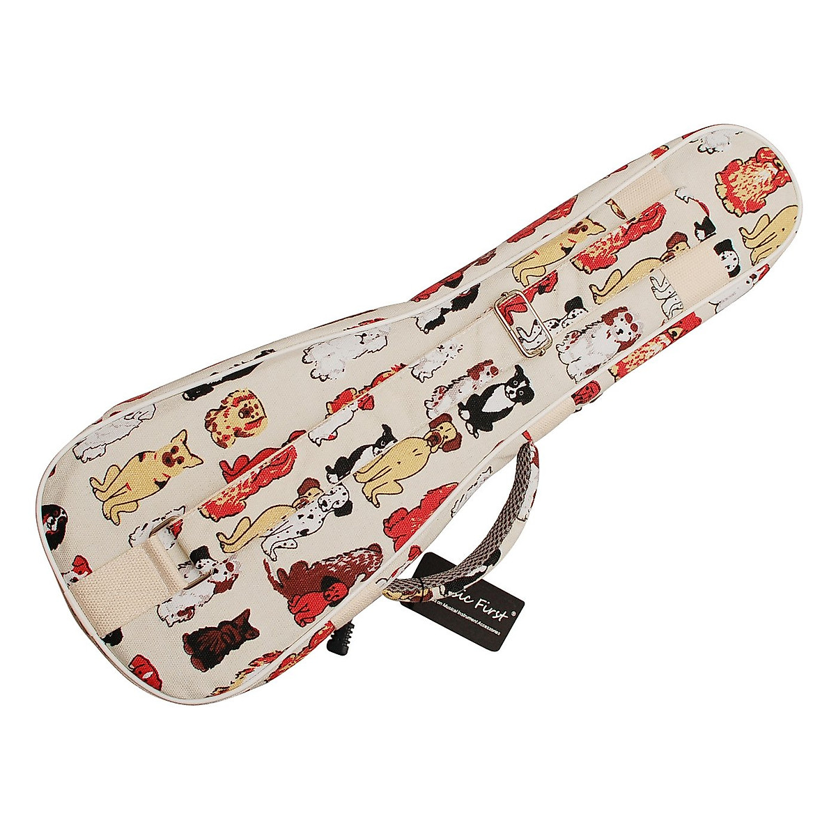MUSIC FIRST Canvas 21“ Soprano "MR DOG" ukulele case ukulele bag ukulele cover, Original Design.