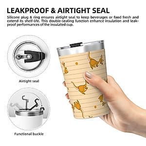 PAYOHTO Cartoon Kangaroo Insulated Stainless Steel Tumbler 12 oz Thermos Come with Straw Kids Leak-Proof Travel Mug Cup