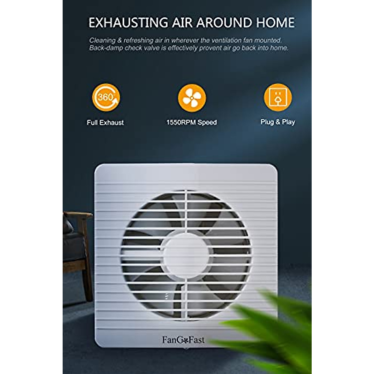 FanGoFast 4 Inch Exhaust Fan Ventilation Extractor with Anti-backflow Ventilation Fan,12W Powerful Kitchen Extractor Fan,Window and Wall Mount Vent Fans, For Kitchen Bathroom Greenhouse Garage