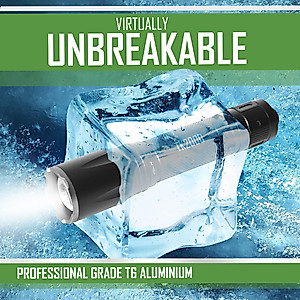 EcoGear FX TK2000 Tactical Flashlight Kit - Delivering 2000 Lumens Max, 3 Light Modes with Instant Strobe Light, Adjustable Focus Zoom, USB Rechargeable with a 5000mAh High Power Battery