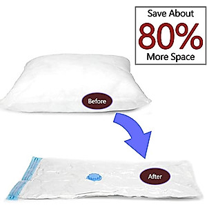 amhomel Vacuum Storage Bag (3 Jumbo, 3 Large, 3 Medium, 3 Small) Ziplock Space Saver Sealer Bags, Air Tight Compression Organizers for Pillows Clothes Blankets Comforters with Hand Pump - 12 Combo