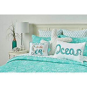 C&F Home Octopus Ocean Beaded Pillow Sealife Decor Decoration Throw Pillow for Couch Chair Living Room Bedroom 14 x 22 Seafoam