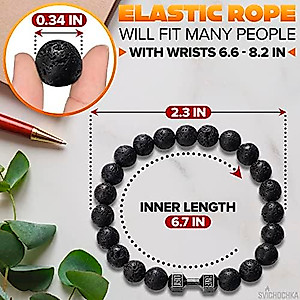 Lava Beads Dumbbell Bracelet For Men, Weight Bracelet 8mm Lava Rock Bracelet Natural Stone, Men Stretch Bracelet Bead Bracelet for Women, Alloy Dumbbell Bracelet, Beaded Jewelry Elastic Blessings Bracelet