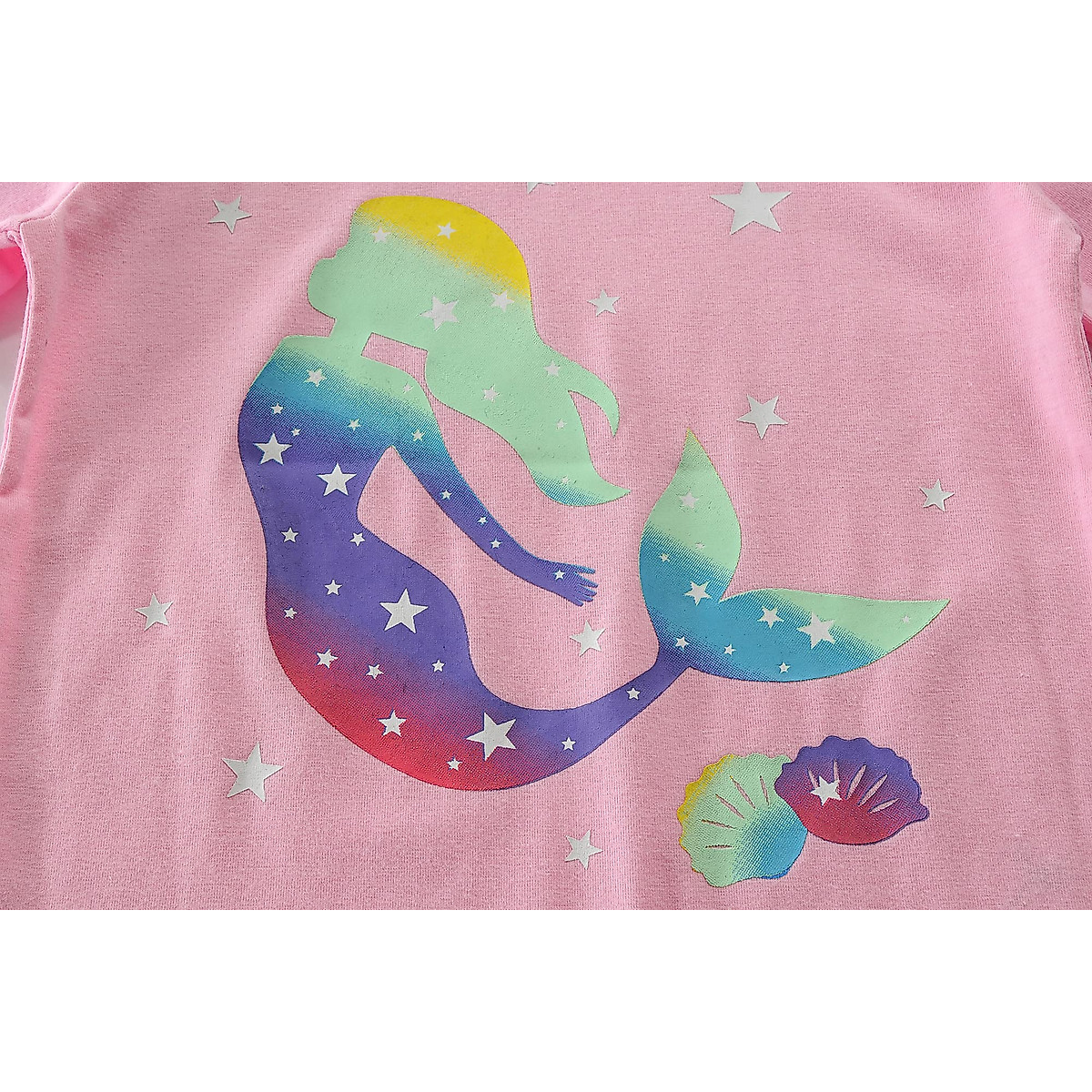 Little Hand Toddler Girls Pajamas Mermaid Princess 4 Pcs Long Sets Cotton Pjs Sleepwear Fall Winter Rainbow Outfits 4T 5T