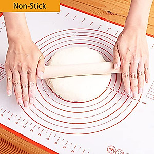 Silicone Pastry Mat Extra Thick Non Stick Baking Mat, Fondant Mat,Counter Mat,Dough Rolling Mat, Oven Liner, Pie Crust Mat (16''(W)*20''(L), Red)