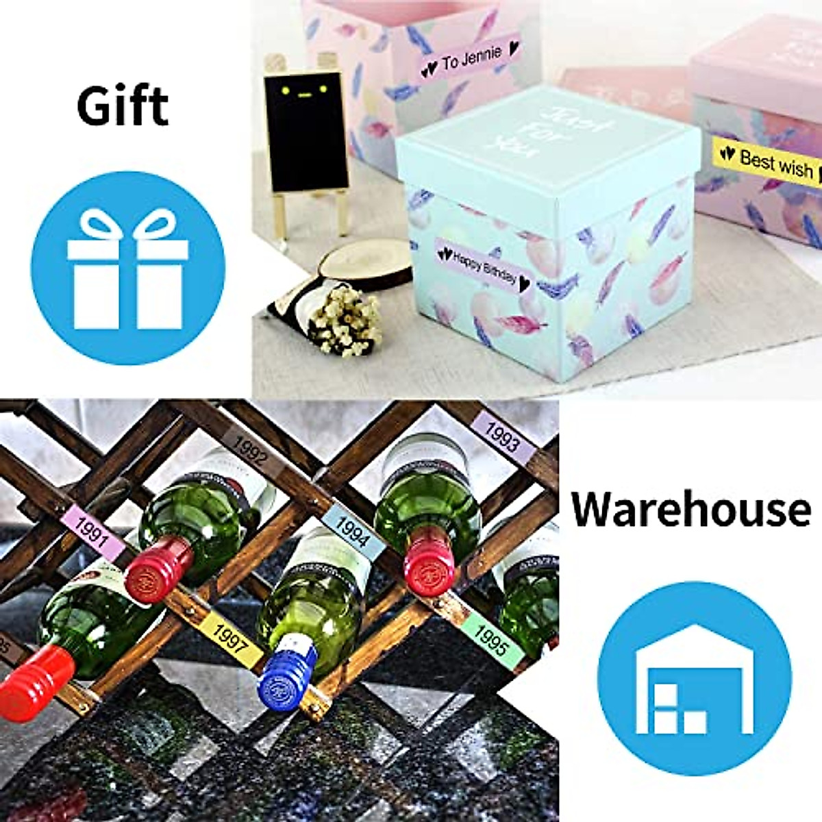 Ptouch Tape 12mm 0.47 Inch Laminated Clear/Purple/Blue/Pink/Lemon Yellow/Mint Green Replacement for Brother TZe Tape Compatible with Brother P Touch PT-H110 D210 D400 1280 1800 Label Maker Tape,6 Pack