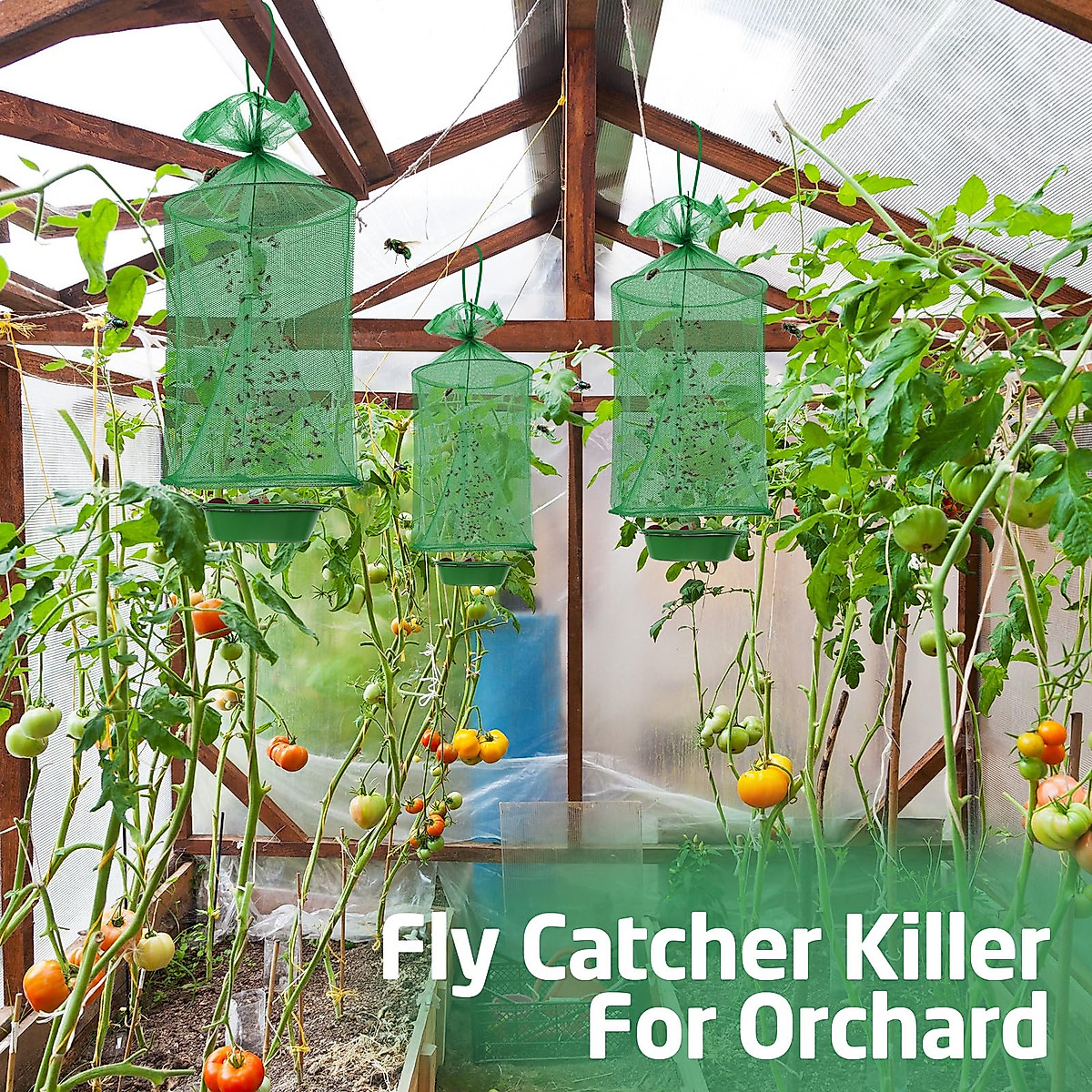 Qualirey 12 Pcs Ranch Fly Trap Outdoors Stable Fly Trap Reusable Horse Fly Traps Outdoor Hanging Pest Fly Trap Fly Catcher Cage with Pots Flay for Farm Orchard Restaurants