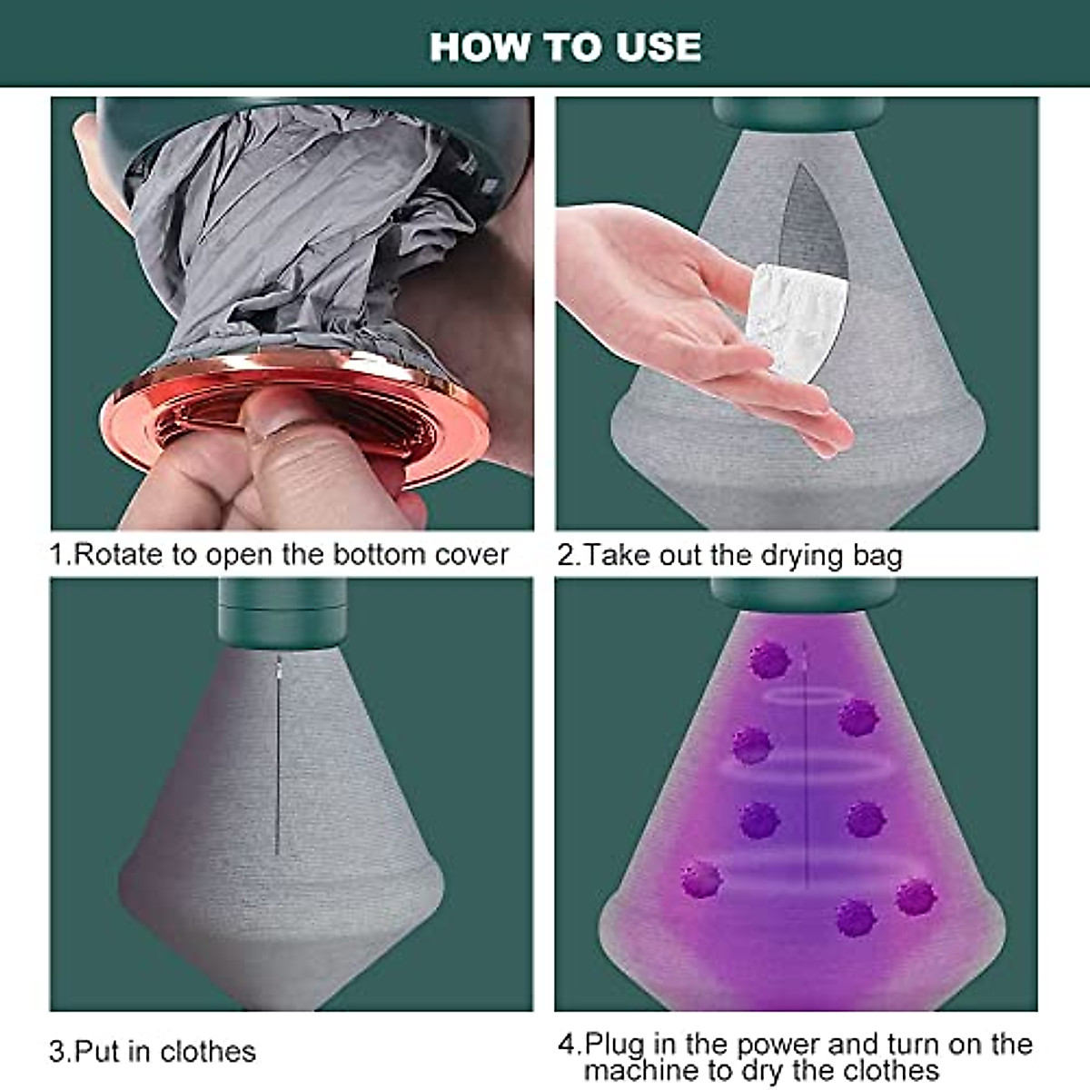 Portable Clothes Dryer,Mini Dryer Travel Clothes Dryer Machine for Apartments,Small Clothes Dryer Suitable for Underwear,Panties,Gym Shorts,Baby and Pet Clothes (Green)