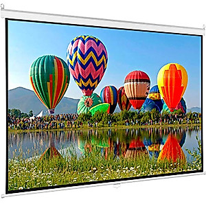 VIVO 100 inch Diagonal Projector Screen, 16:9 Projection HD, 4K 3D 1080P HD Manual Pull Down, PS-M-100