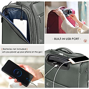 VERAGE Carry On Underseat Luggage with Wheels & USB Port, Wheeled Spinner Bag Carry-on Luggages for Airlines, Lightweight Suitcase Men Women, Pilots and Crew (14-Inch Plus)