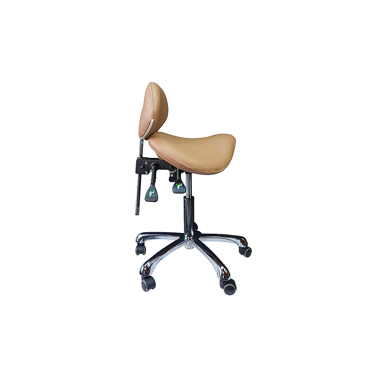 Spa Luxe Rolling Stool with Back Support for Beauty, Exam, Office and Home (Clay)