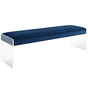 Tov Furniture Envy Blue Velvet/Acrylic Bench