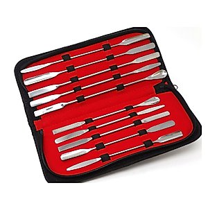 10 PCS Micro Lab Spatula Sampler Set Stainless Steel Double Ended MutliPurpose Square, Scoop, Round & Tapered Arrow End, 7"+9" Length
