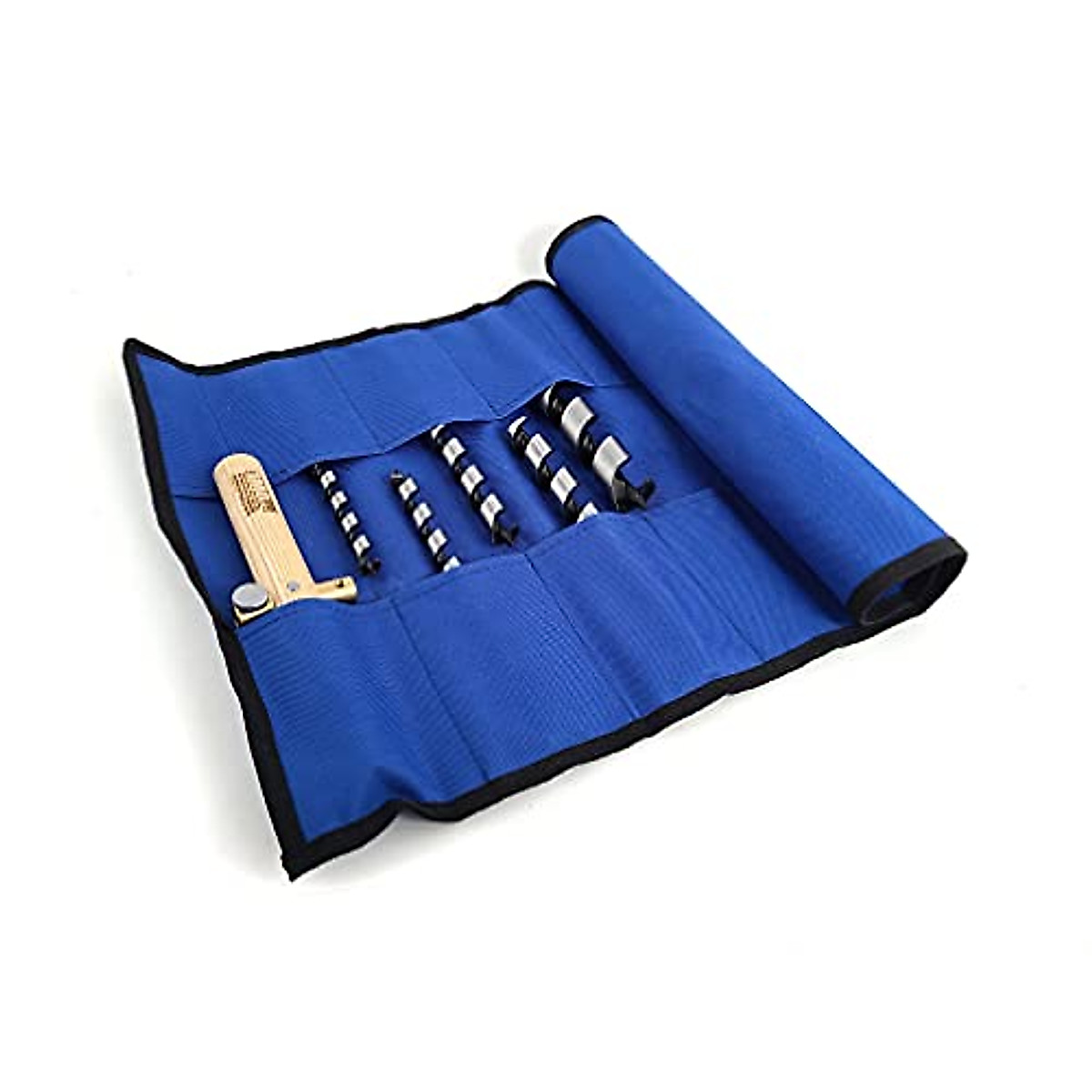 Woodowl BCH-Set 6-Piece Bushcraft Survival Auger Kit with T-Handle and 5 Auger Bits in Tool Roll