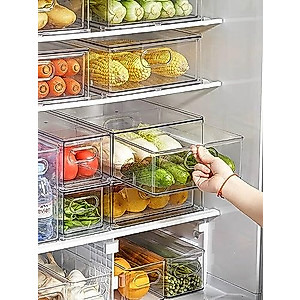 YouLike 1pack Stackable Refrigerator Organizer Bins with Pull-Out Drawer， Fridge Drawers Containers， Refrigerator, Freezer, Vanity & Fridge Organization and Storage