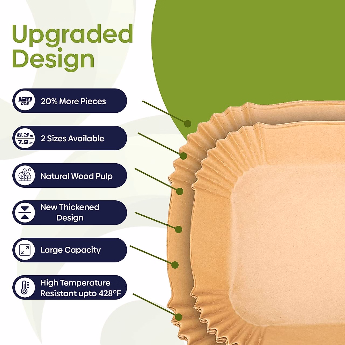 Ozlino 120 Pcs Air Fryer Liners Disposable - Parchment Paper Liners 6.3 inches - Perfect Airfryer Liners for Baking, Cooking, Roasting and Microwave, With Fridge Magnet and Cooking Time Cheat Sheet