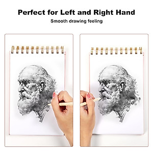Yoment Sketchbook for Drawing Top Spiral Bound Sketch Pad for Kids 5.5" x 8.5" Hardcover Sketch Book(68lb/100gsm) Small Artist Drawing Blank Paper Notebook for Painting Sketching Pad with Pencil, Pink