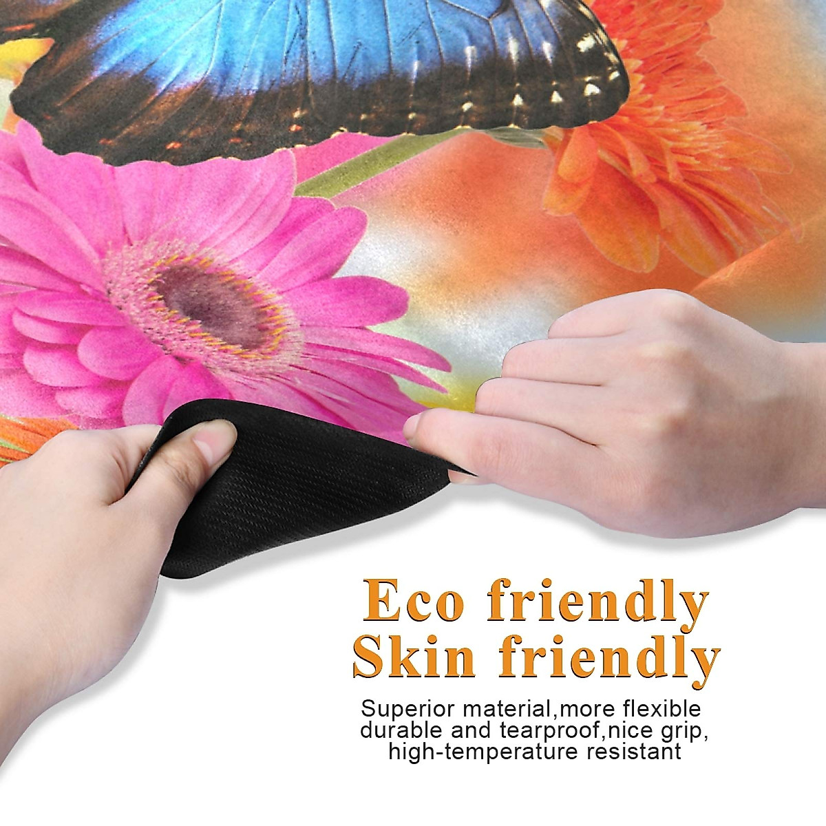 OTVEE Beautiful Flowers With Butterflies Yoga Mat for Women Non Slip Ultra Thin 1 MM Travel Yoga Mat with Carrying Bag Suede Fitness Exercise Mat for Yoga Pilates Workout Routines Camping