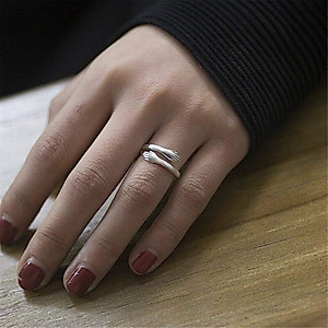 SUNTIRC Ring Silver Heart Love Hug Hands One Size Adjustable Ring Jewelry (1pc)