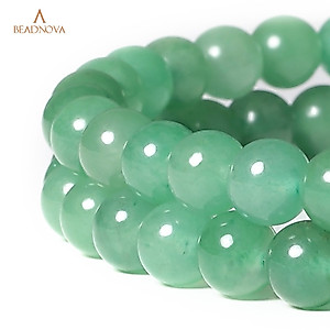 BEADNOVA Green Aventurine Beads Natural Crystal Beads Stone Gemstone Round Loose Energy Healing Beads with Free Crystal Stretch Cord for Jewelry Making (8mm, 45-48pcs)