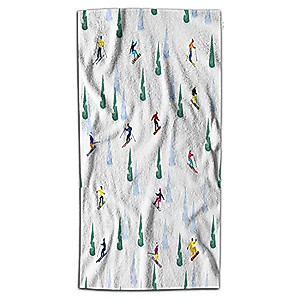 WONDERTIFY Figures Skiers Hand Towel Winter Sports Small Ski Ice Trees Hand Towels for Bathroom, Hand & Face Washcloths Blank Snow 15X30 Inches