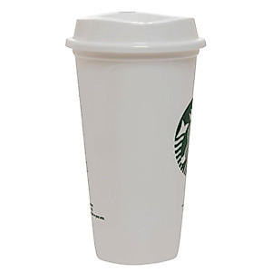 Starbucks White Reusable Plastic Travel Mug/Cup/Tumbler Grande Medium, 16oz 473ml