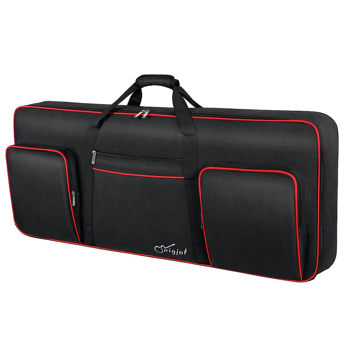 SNIGJAT 61 Key Keyboard Case Soft, Full Padded Piano Case with Handles and Adjustable Shoulder Straps, Waterproof Piano Keyboard Case with 3 Pockets for Accessories (Size: 39.5"x15.8"x4.8")