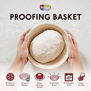 Talisman Designs Decorating Embosser | 9-Inch Warmer Basket | Dough Proofing, Box Bowls | Create, Perfect Crust & Shaped Bread Loaves