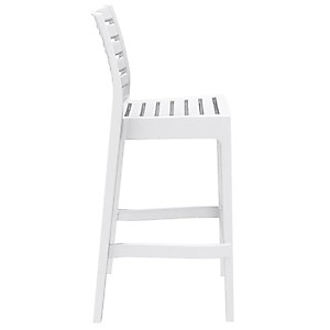 Pemberly Row 29.5" Outdoor Stackable Resin Bar Stool in White - Set of 2