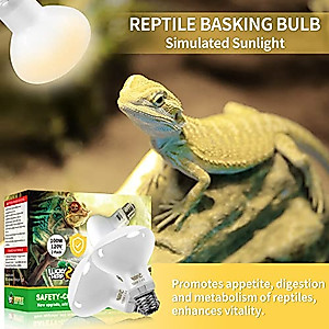LUCKY HERP New Upgrade 100W Reptile Heat Lamp Bulb (3rd Gen, Safer), Amphibian Basking Spot Light Bulb, UVA Reptile Daylight Bulb for Turtle, Bearded Dragon, Lizard Heating Use (2 Pack)