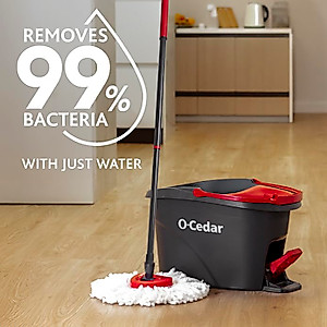 O-Cedar EasyWring Microfiber Spin Mop, Bucket Floor Cleaning System, Red, Gray